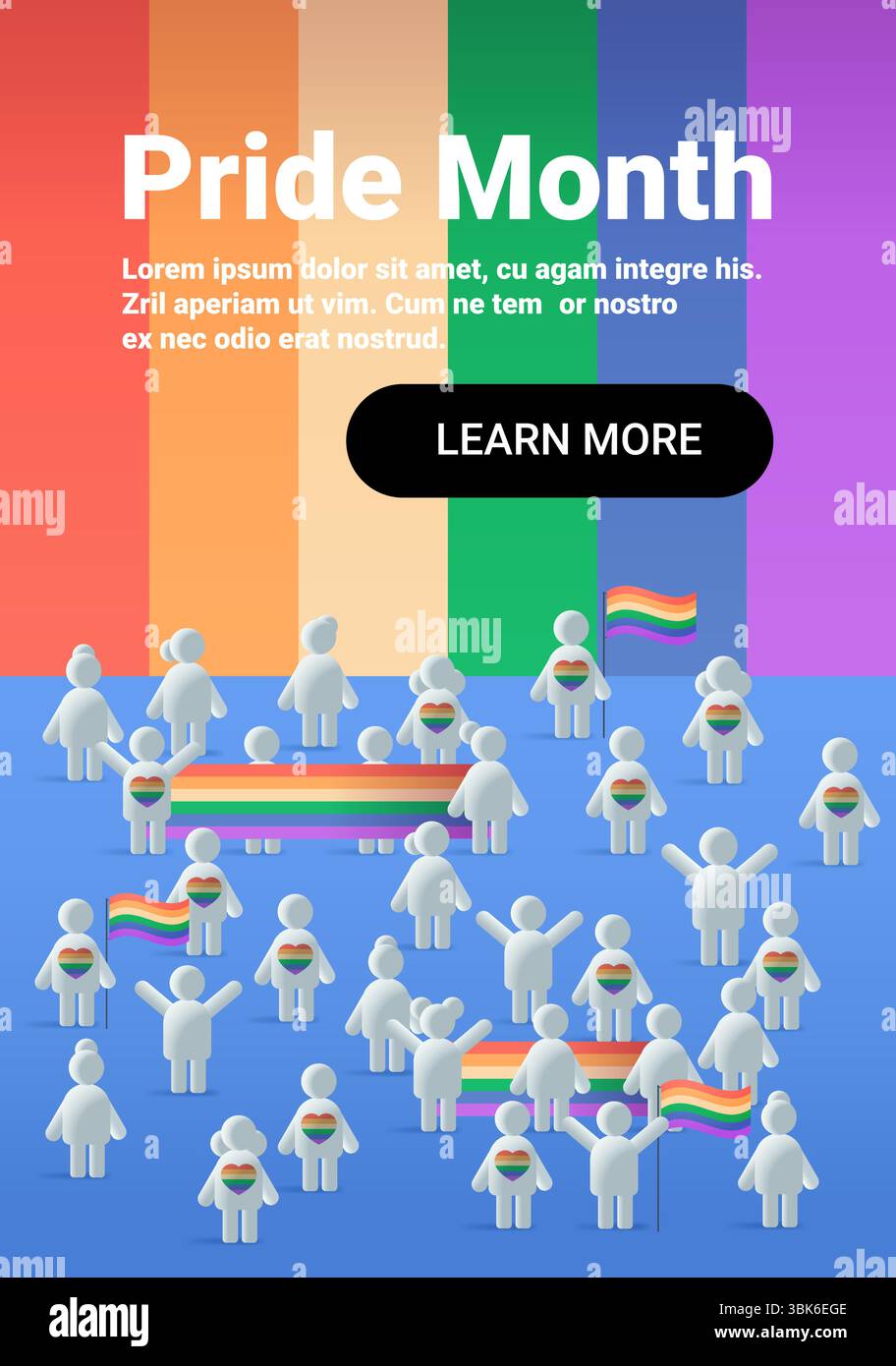 Pride month celebration LGBTQ community parade rainbow flags diverse ...