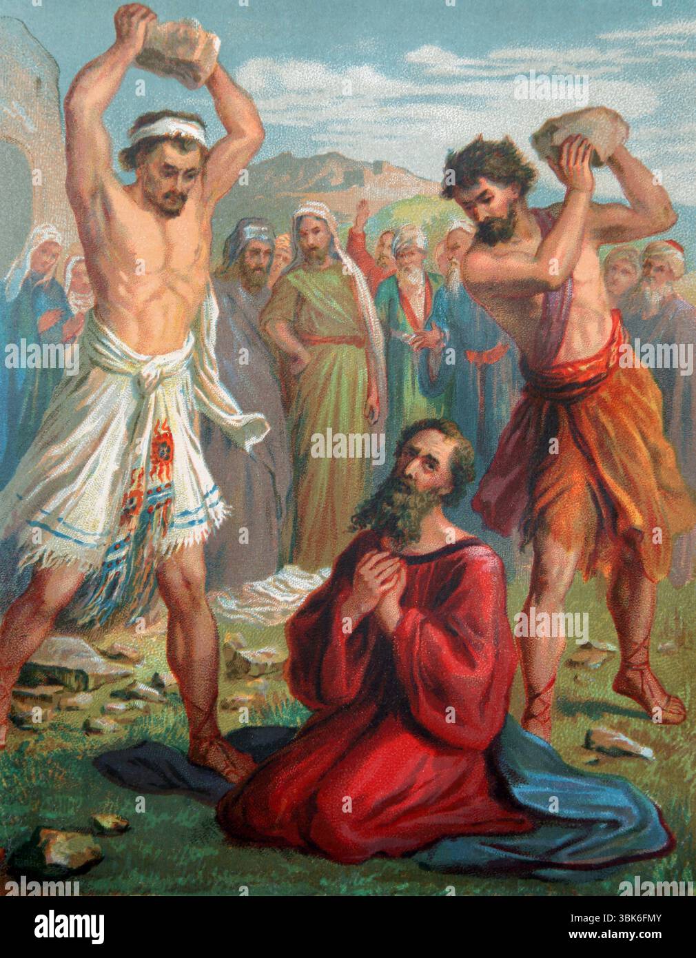 Illustration of the Stoning of Saint Stephen (Acts) from Antique 19th ...