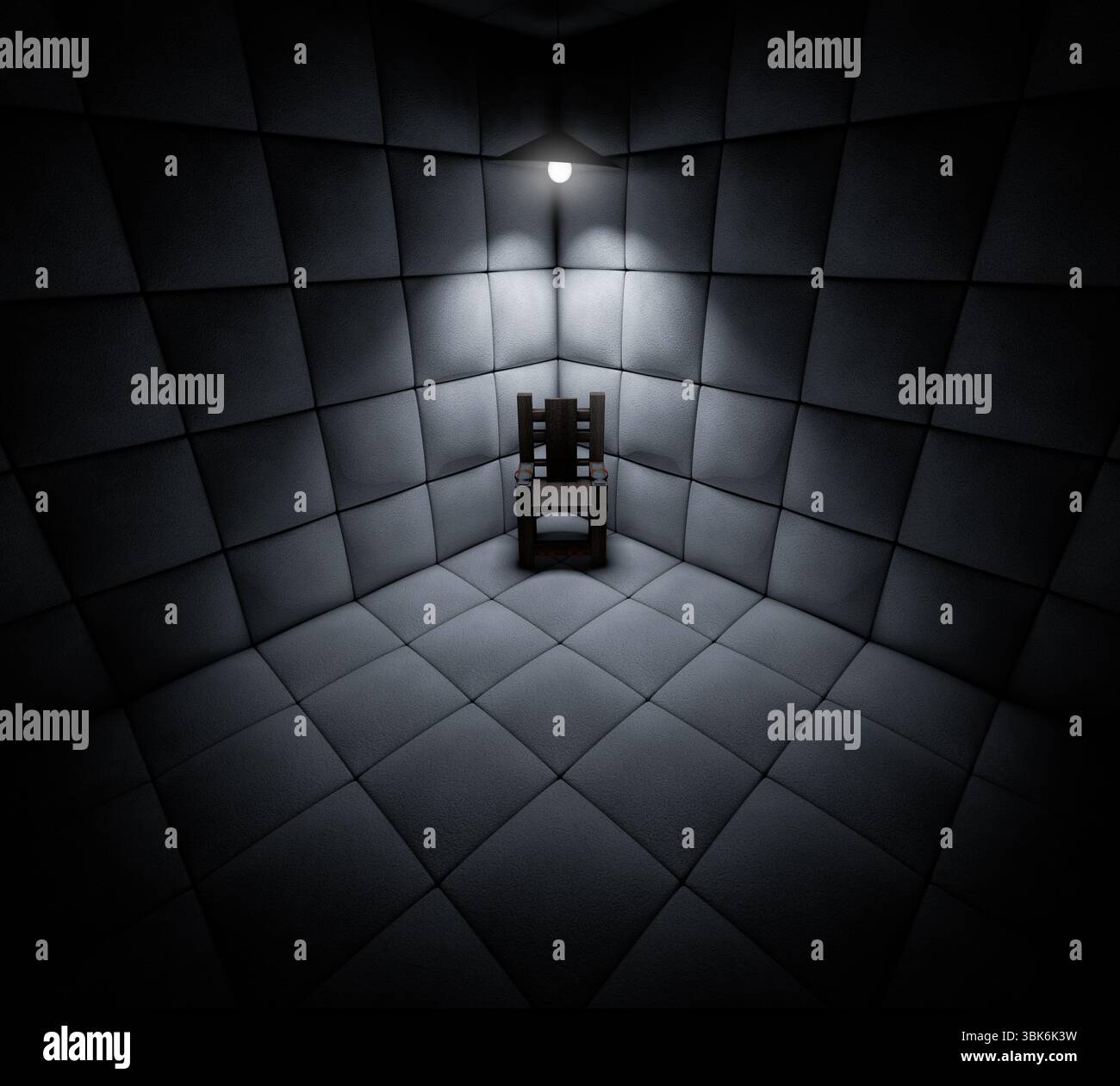3D render of a padded cell with a cell and a light Stock Photo - Alamy