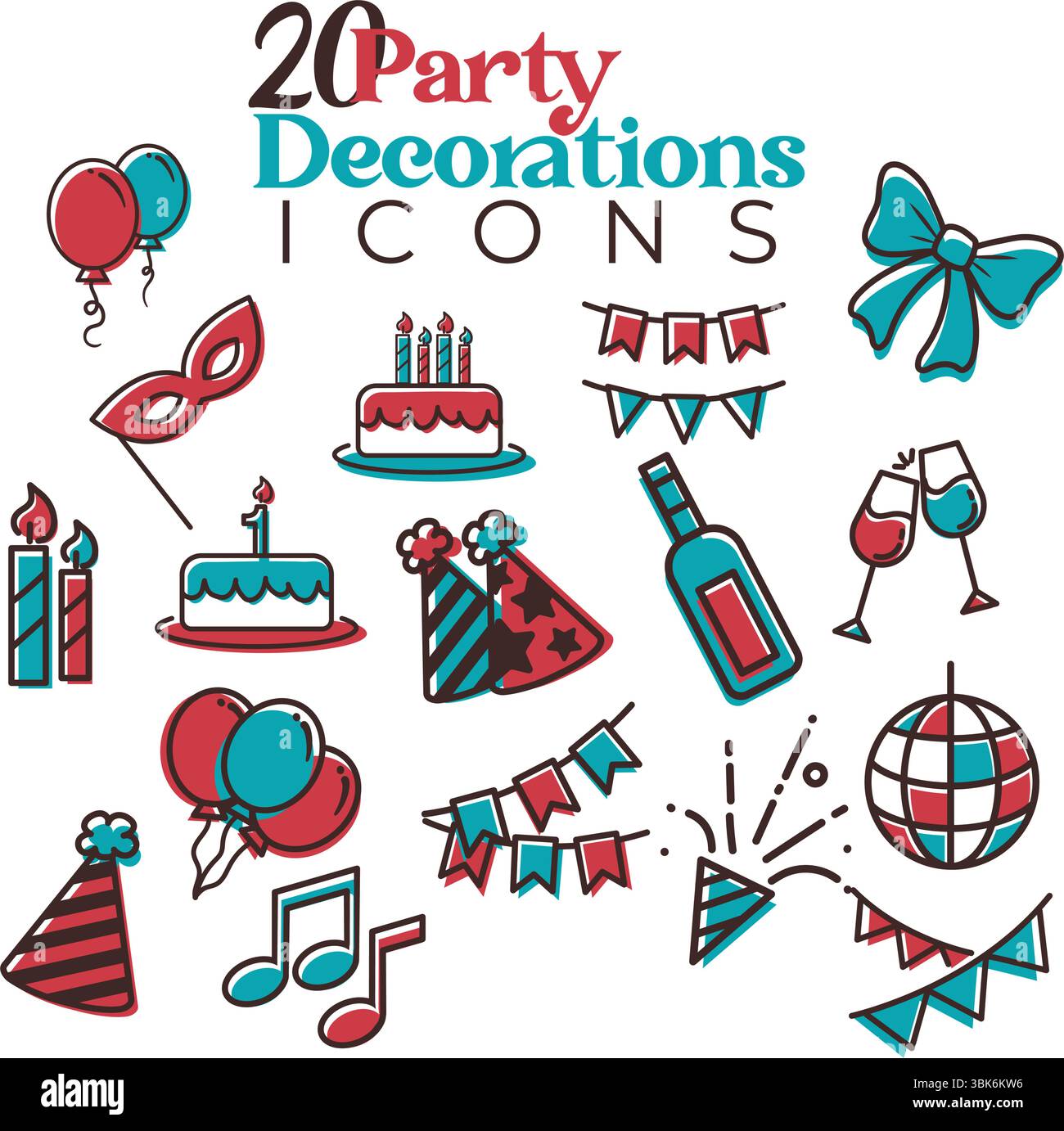 Party hats balloons cake Stock Vector Images - Alamy