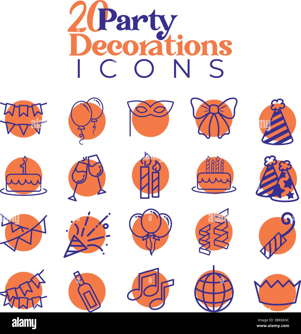 Party icons celebration set hi-res stock photography and images - Alamy