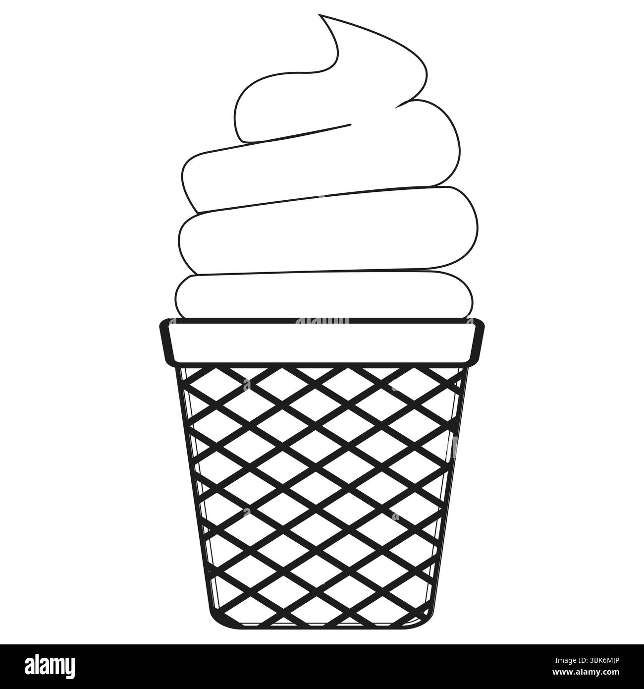 Soft serve icon. Waffle cone vector. Swirl ice cream. Dessert cone ...