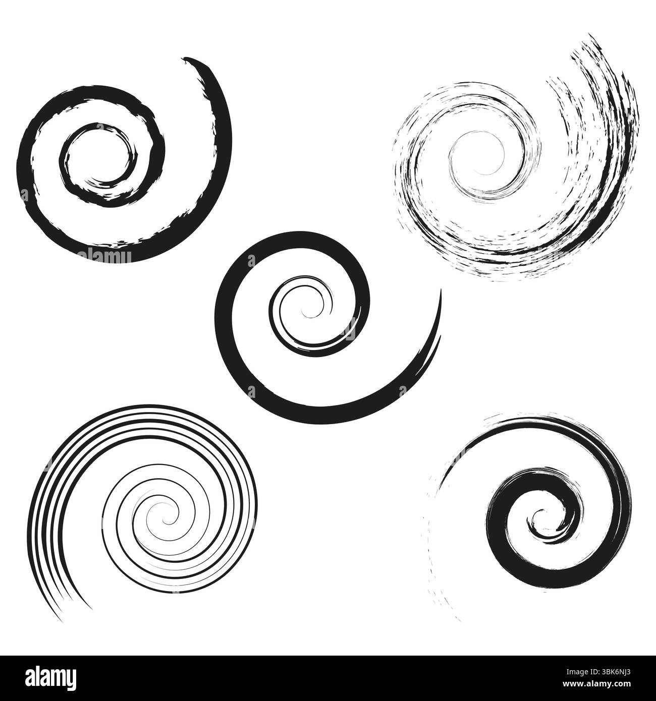 Swirl spiral collection. Curved line patterns. Vector flowing shapes ...