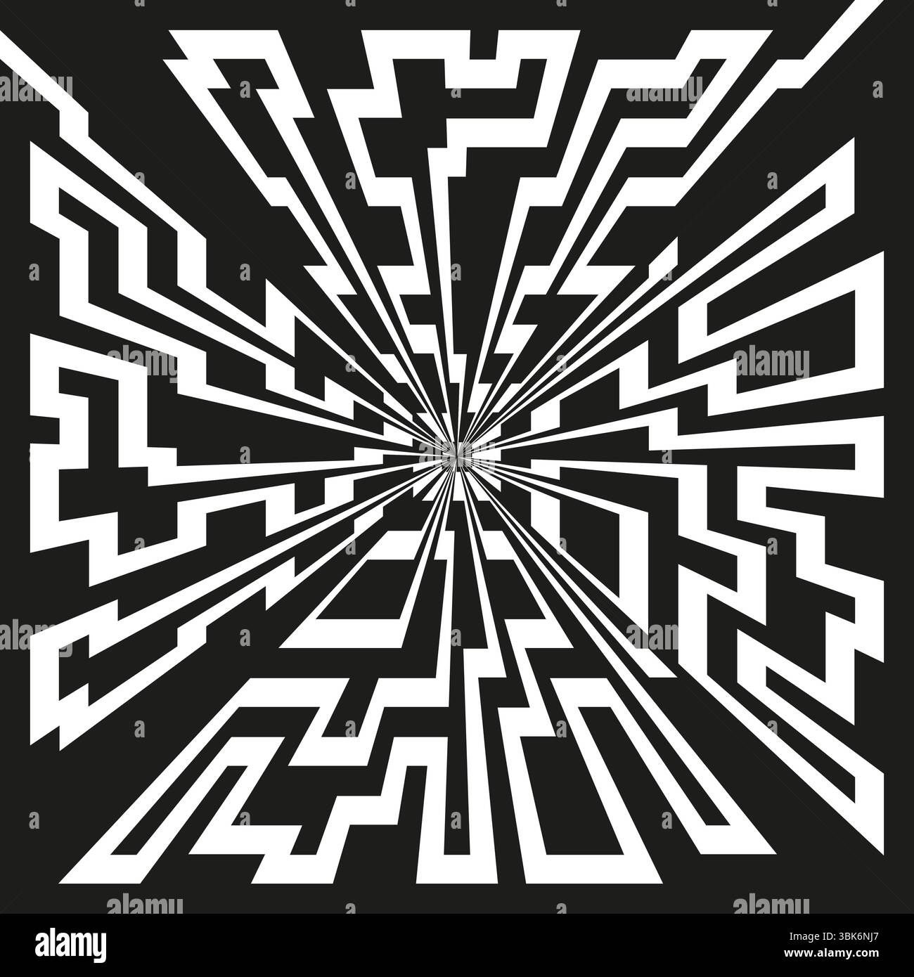 Optical maze icon. Black and white figure. Star shaped tunnel. Vector ...