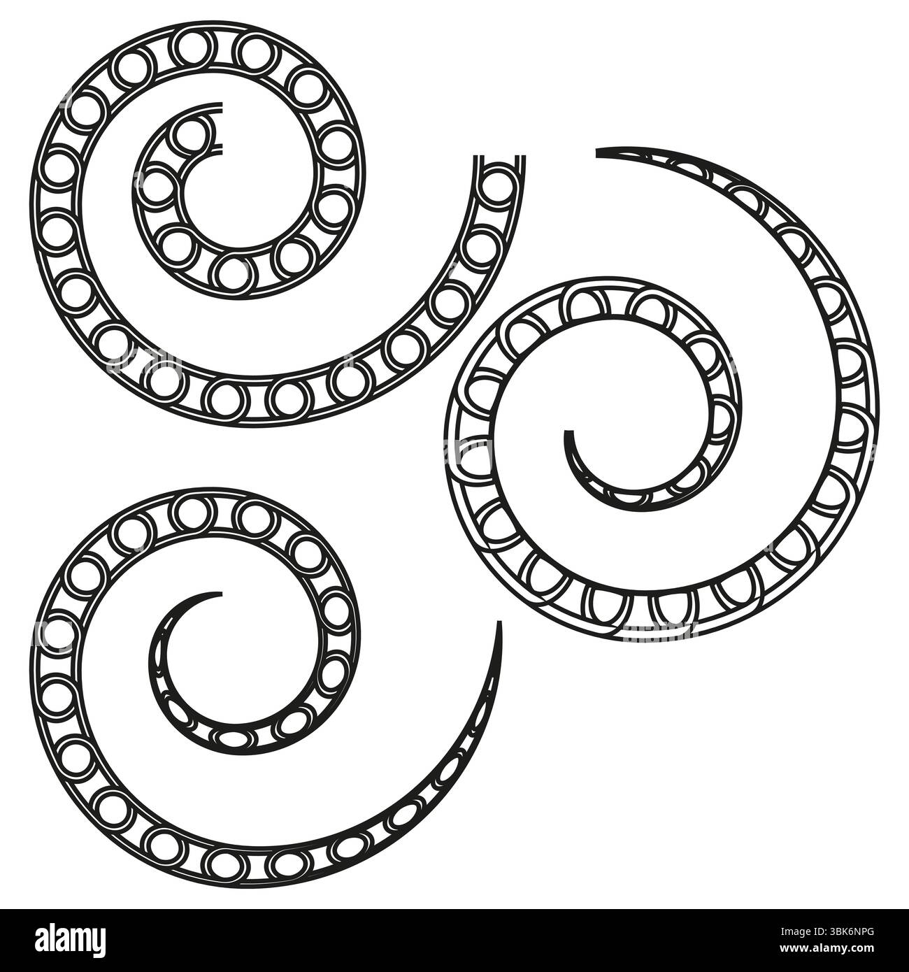 Spiral curl form. Circle ring shape. Twisted swirl figure. Vector ...