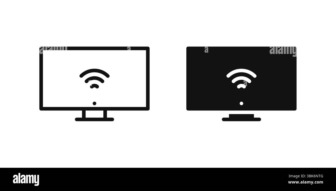 Smart TV icon set representing connected television systems with IoT ...