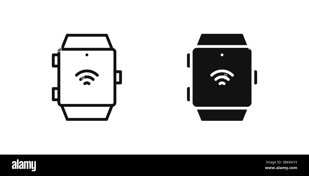 Smartwatch icon set depicting wearable devices with smart and IoT ...
