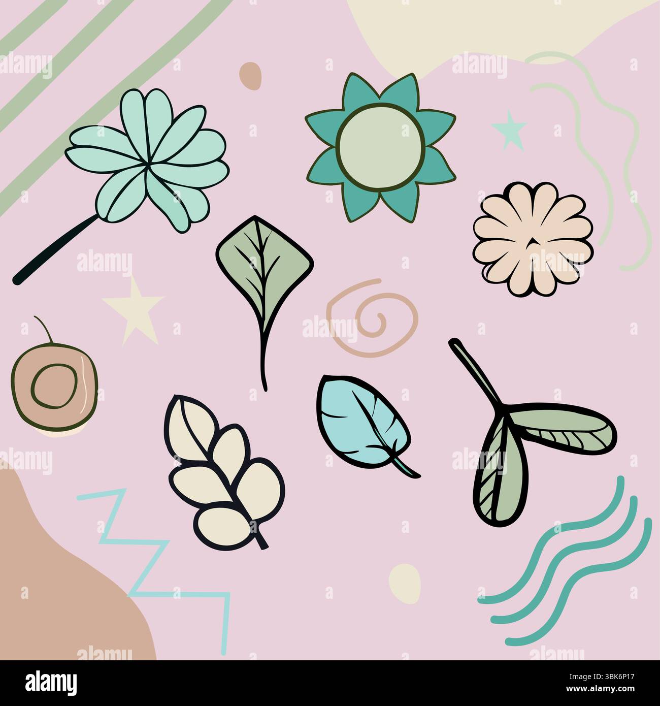 Cute floral doodles design. Vector Stock Vector Image & Art - Alamy