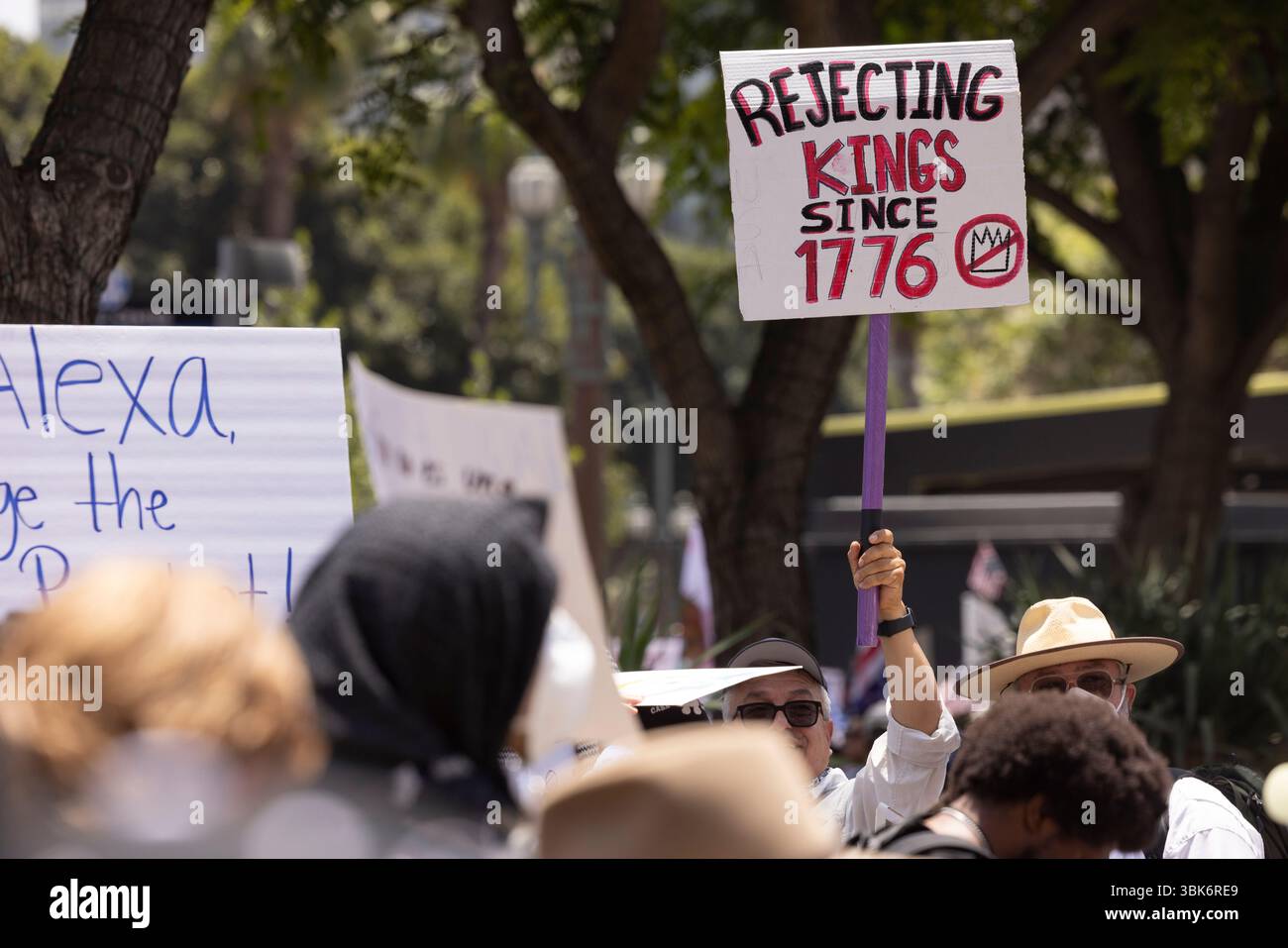 Los Angeles, California, USA - June 14, 2025: People rally to protest ...