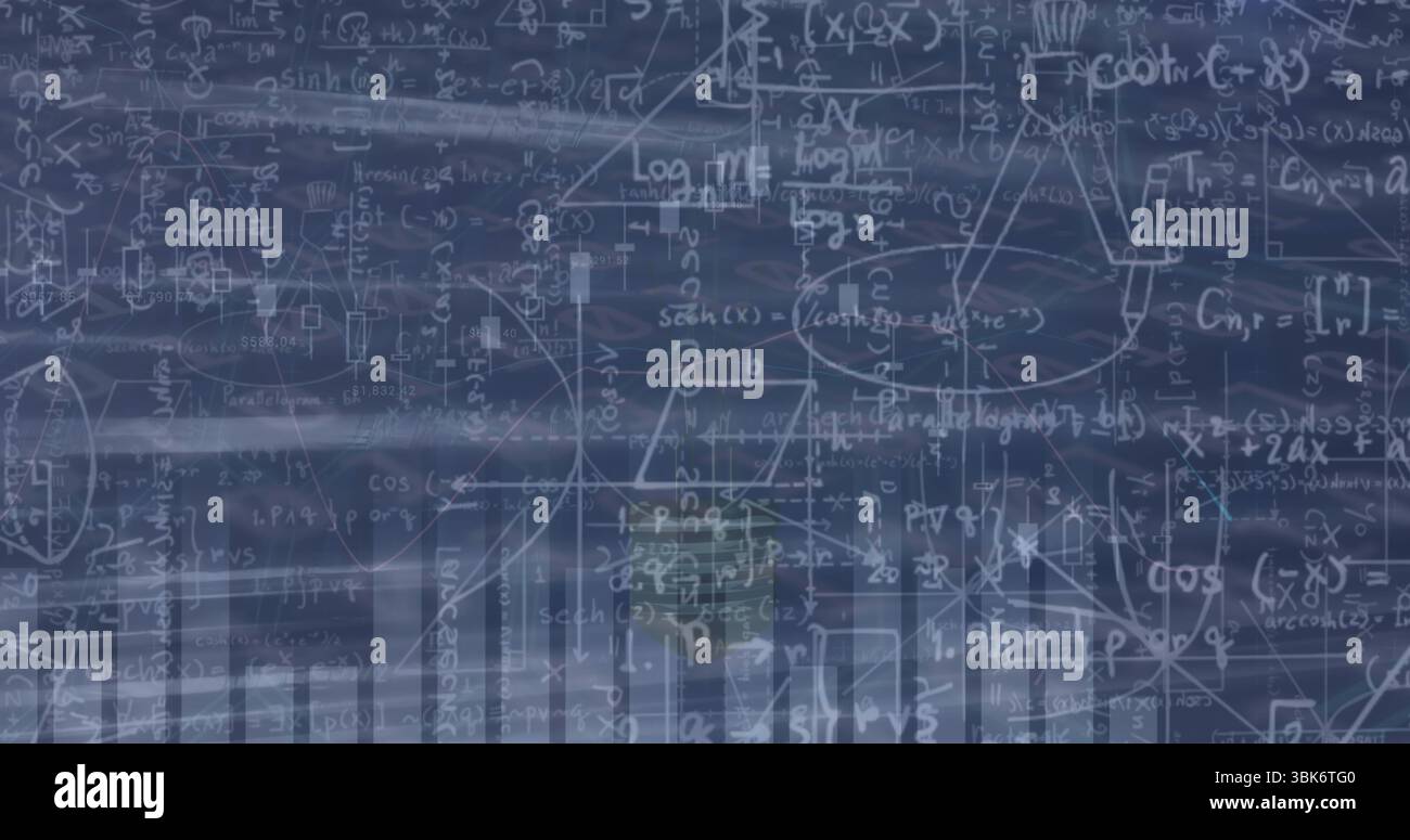Displaying mathematical annotations covering chalkboard space, with ...