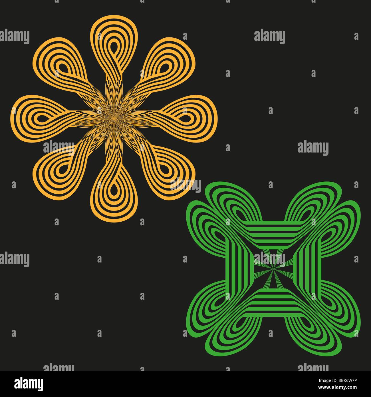 Loop petal icon. Square floral motif. Colorful symmetry pattern. Vector ...