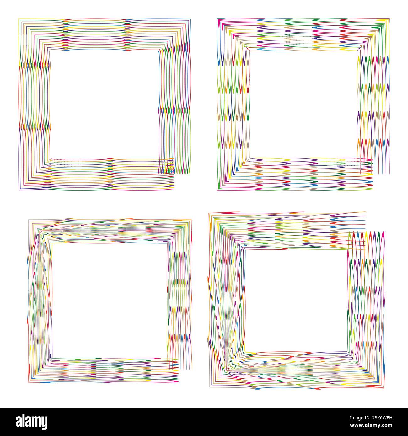 Square frame icon. Colorful border vector. Layered pattern shape. White background symmetry ...