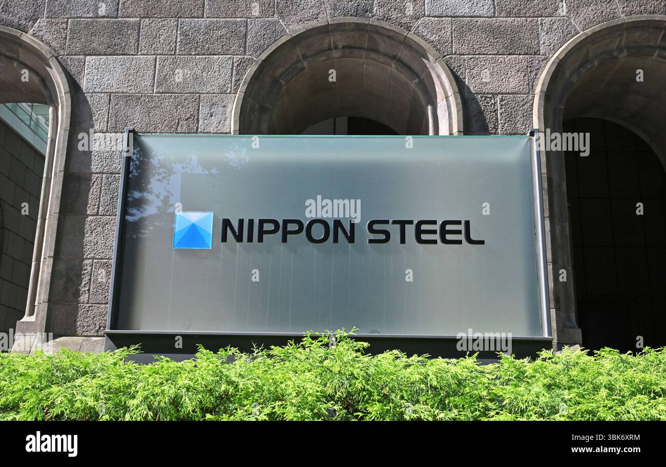 A logo of Nippon Steel Corporation is pictured in Tokyo, Japan, on June ...