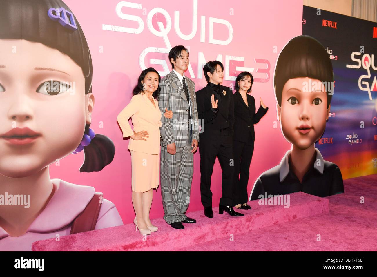 New York, USA. 18th June, 2025. Kang Ae-sim, Park Sung-hoon, Yim Si-wan and Jo Yu-ri attend the ...