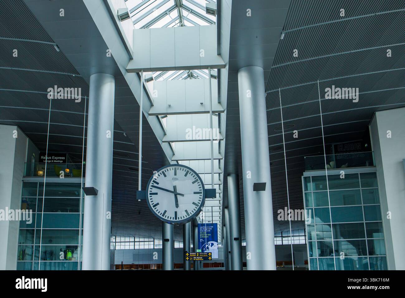 Hall of Copenhagen Kastrup international airport in Denmark. Modern ...