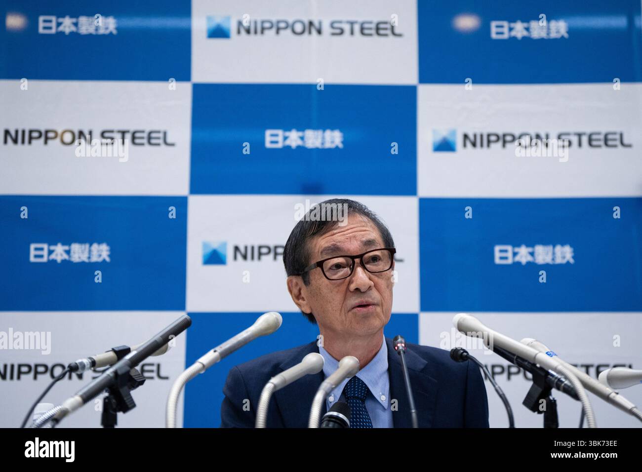 Nippon Steel Chairperson and CEO Eiji Hashimoto attends a press ...