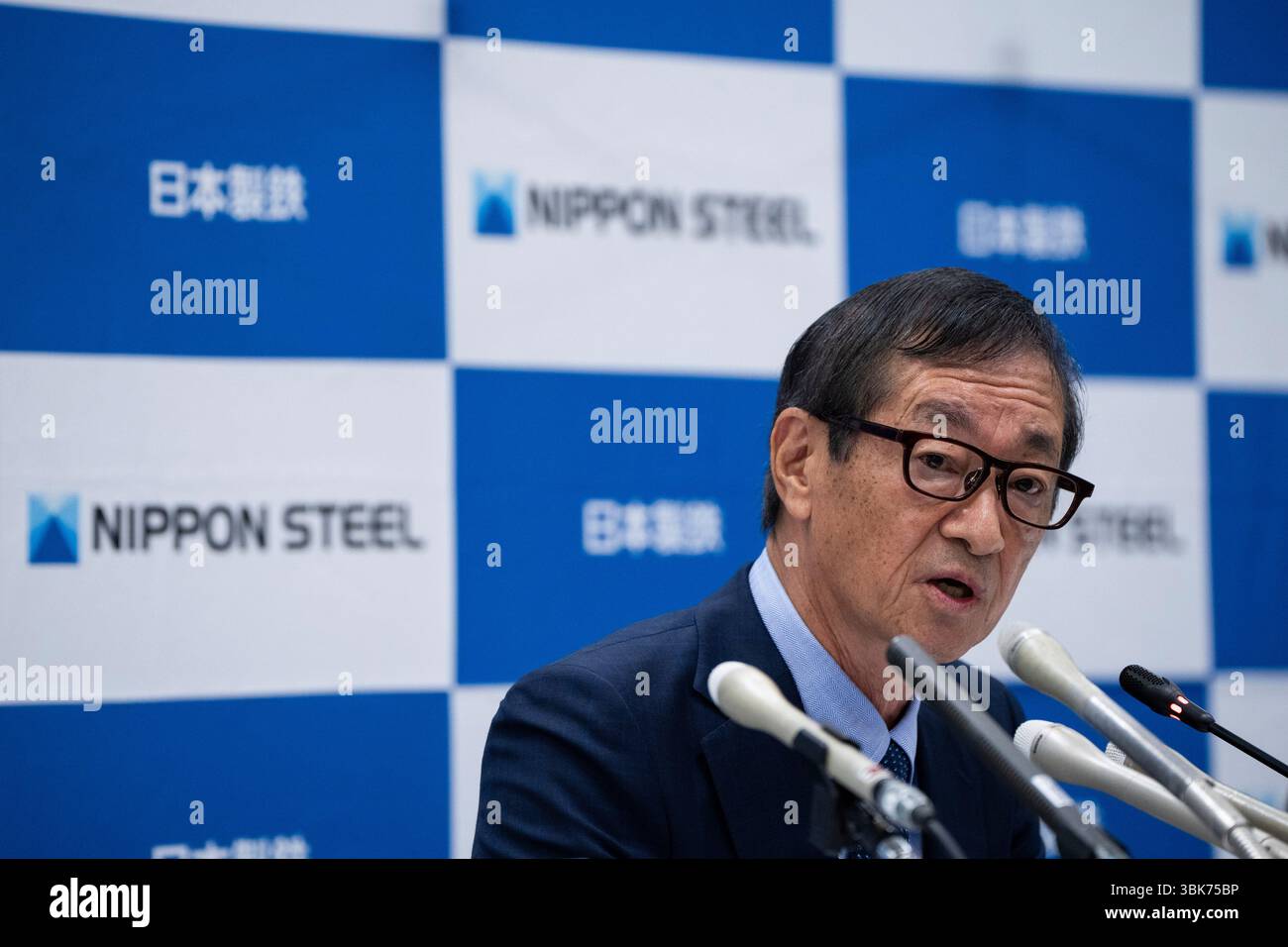 Nippon Steel Chairperson and CEO Eiji Hashimoto attends a press ...