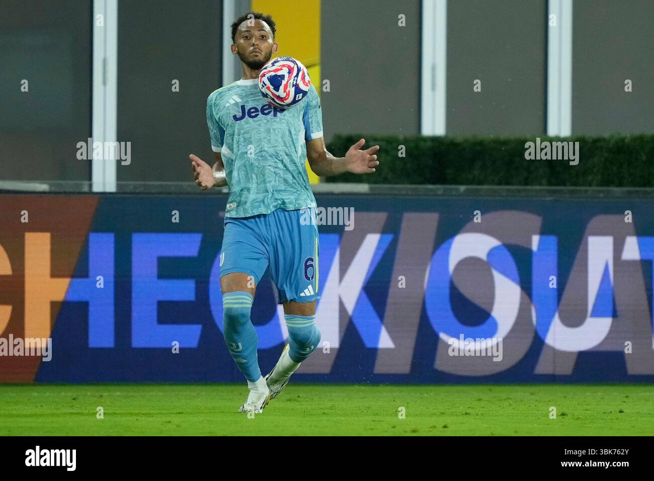 Juventus' Lloyd Kelly hits the ball during the Club World Cup group G ...