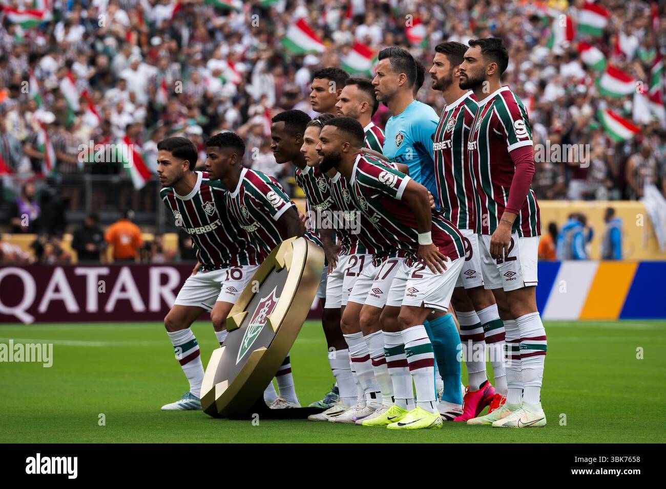 Players of Fluminense FC pose form a team photo prior to the FIFA Club ...