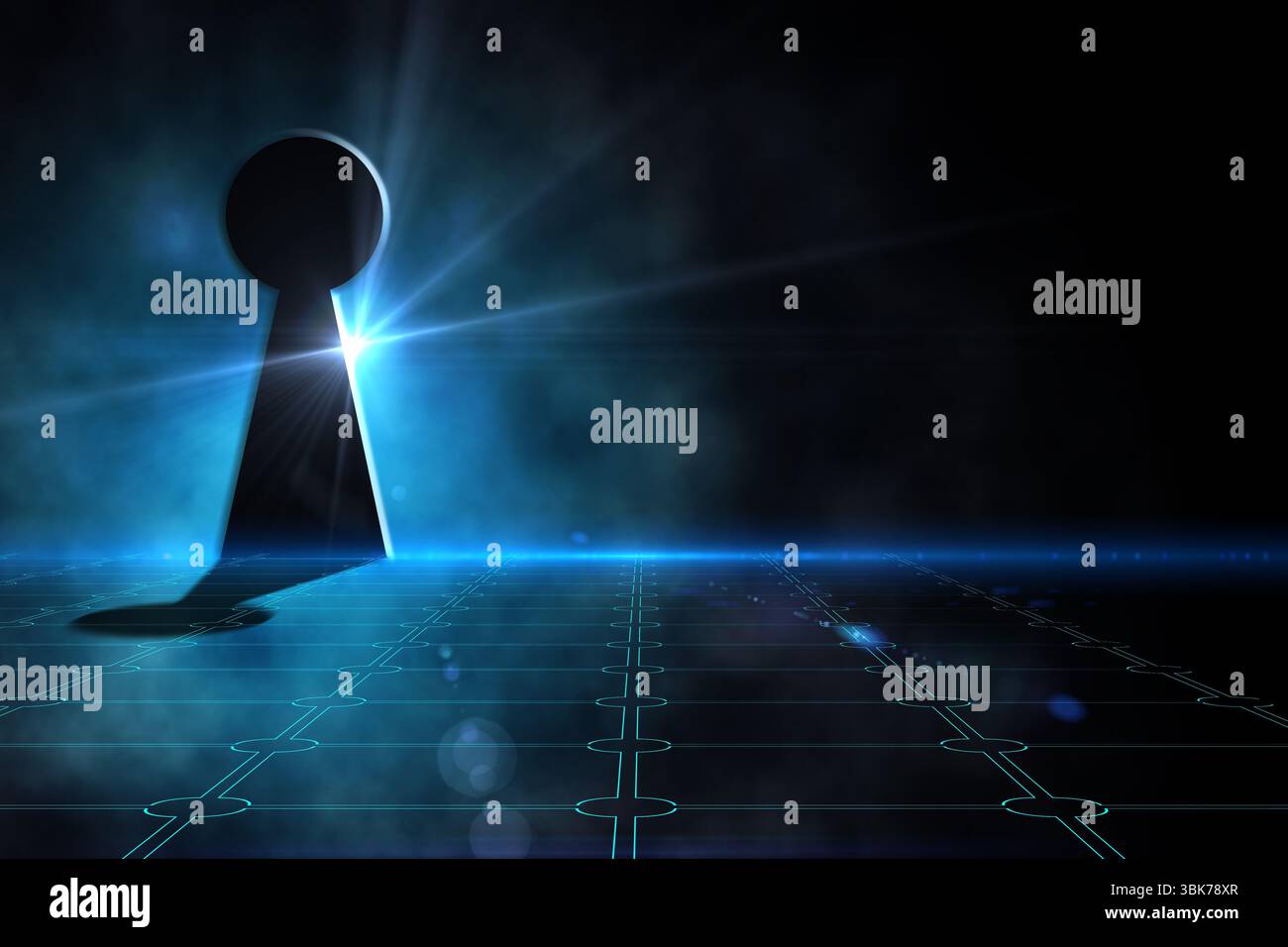 Keyhole on technological black background Stock Photo - Alamy