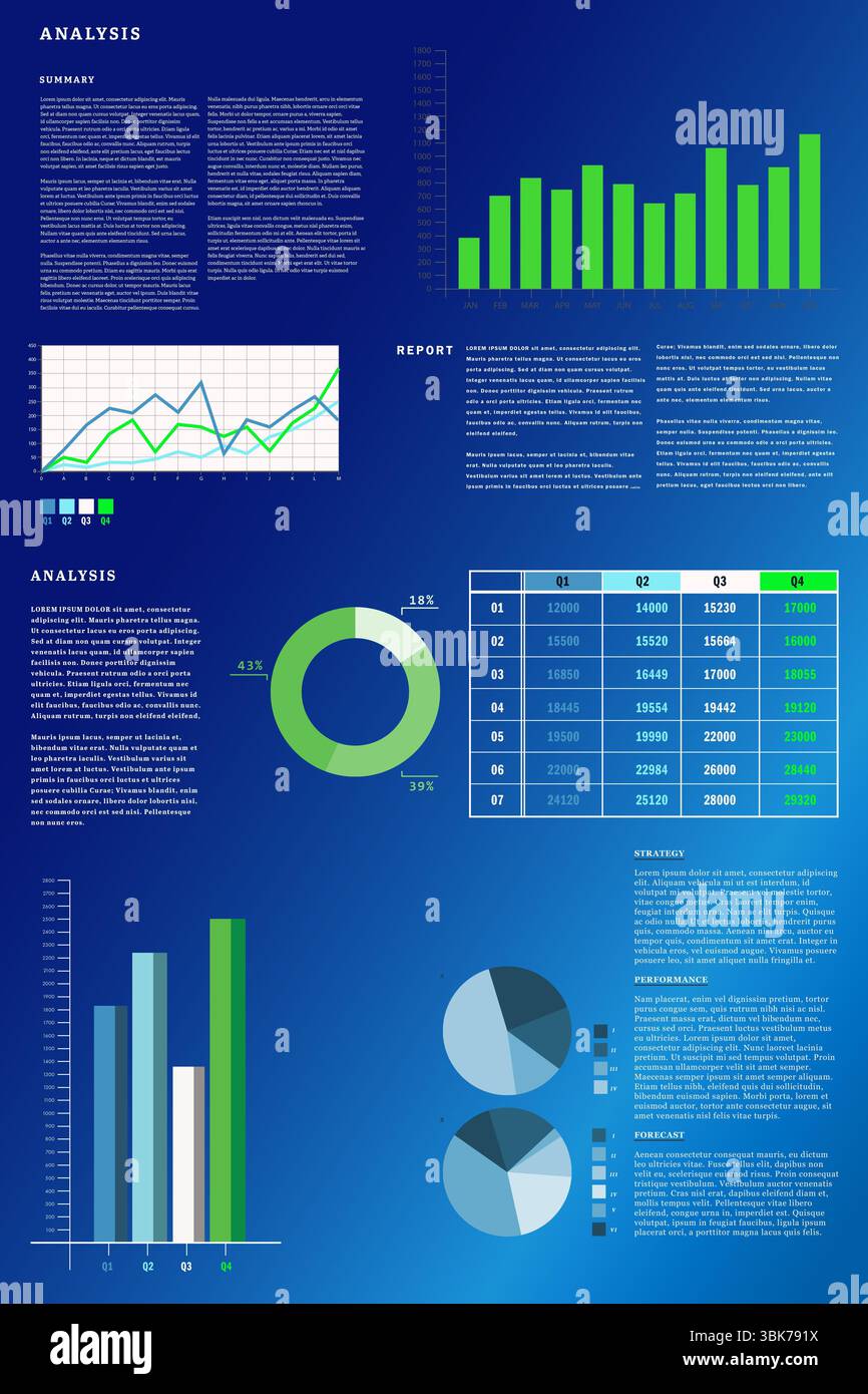 Business interface with graphs and data Stock Photo - Alamy