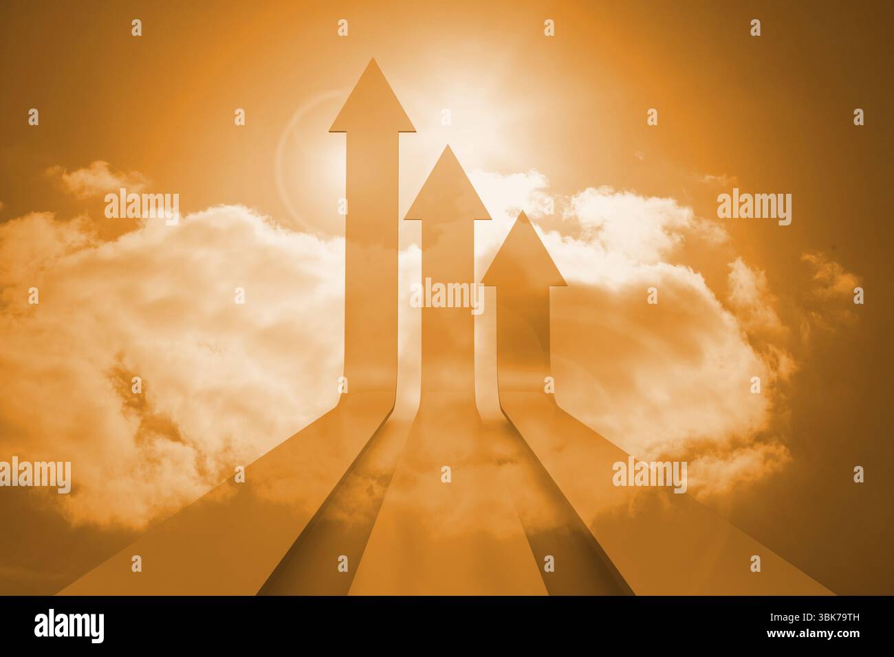 Arrows in the sky in orange Stock Photo - Alamy