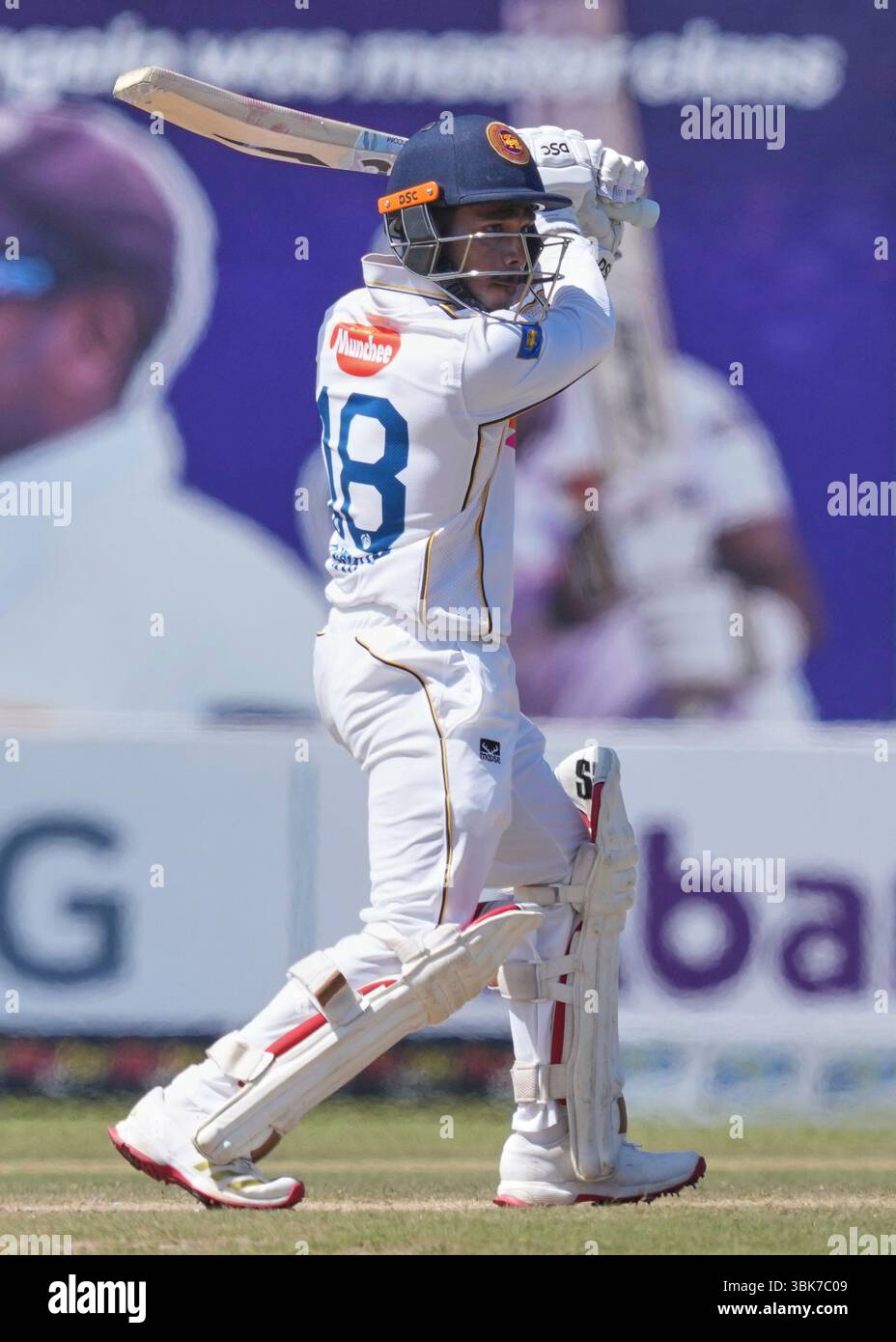 Sri Lanka's Pathum Nissanka plays a shot during day three of the first ...