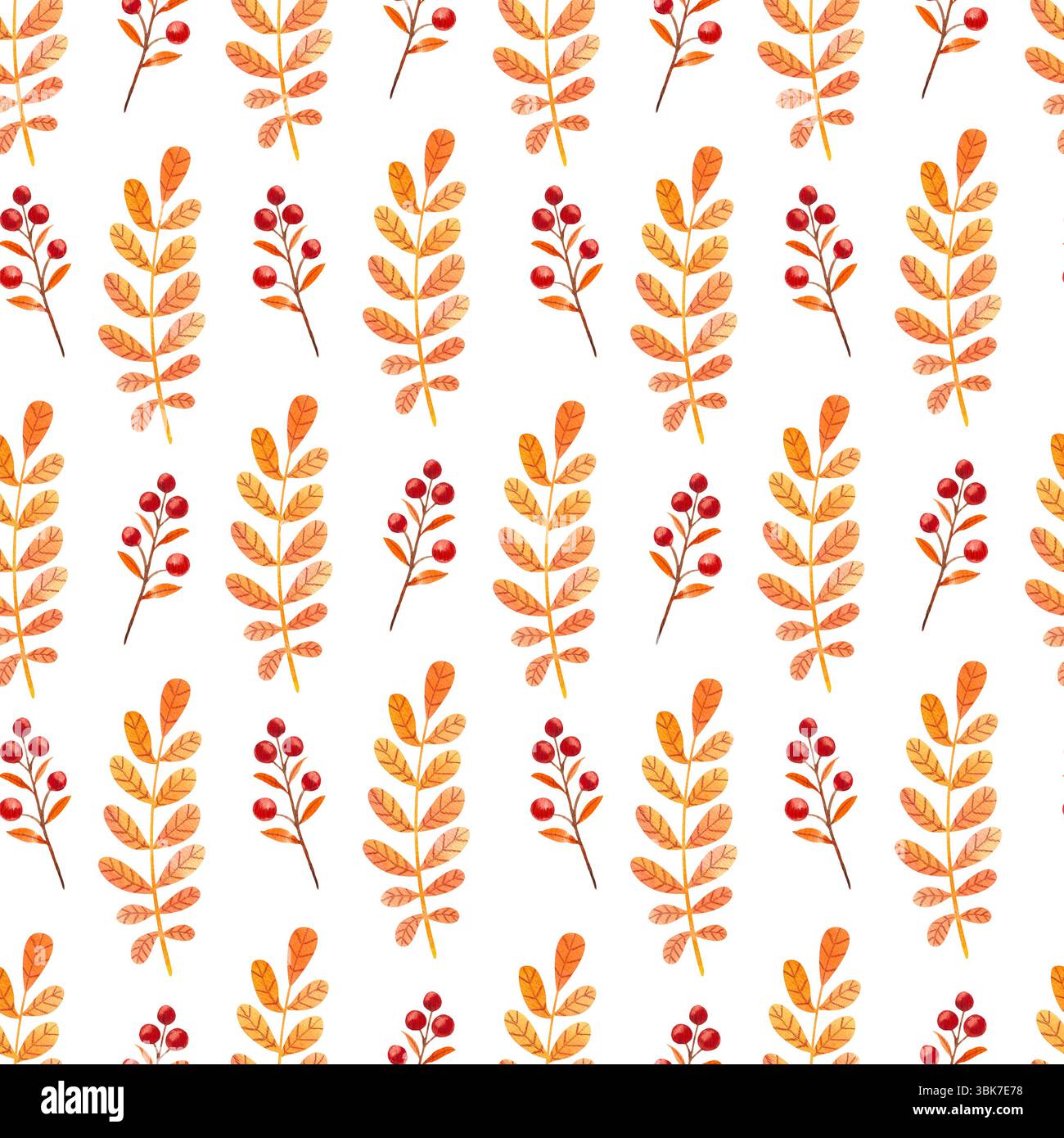 Autumn leaves watercolour seamless Cut Out Stock Images & Pictures - Alamy