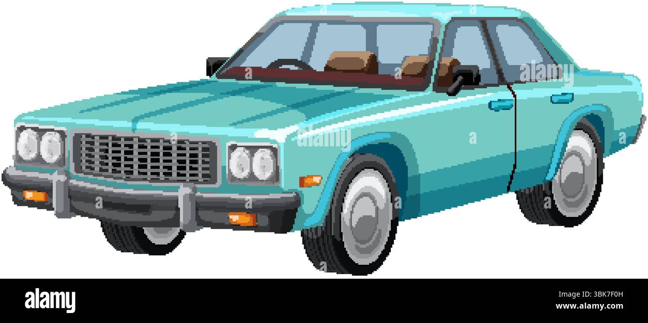 Classic blue sedan vector with retro design, showcasing clean lines and ...