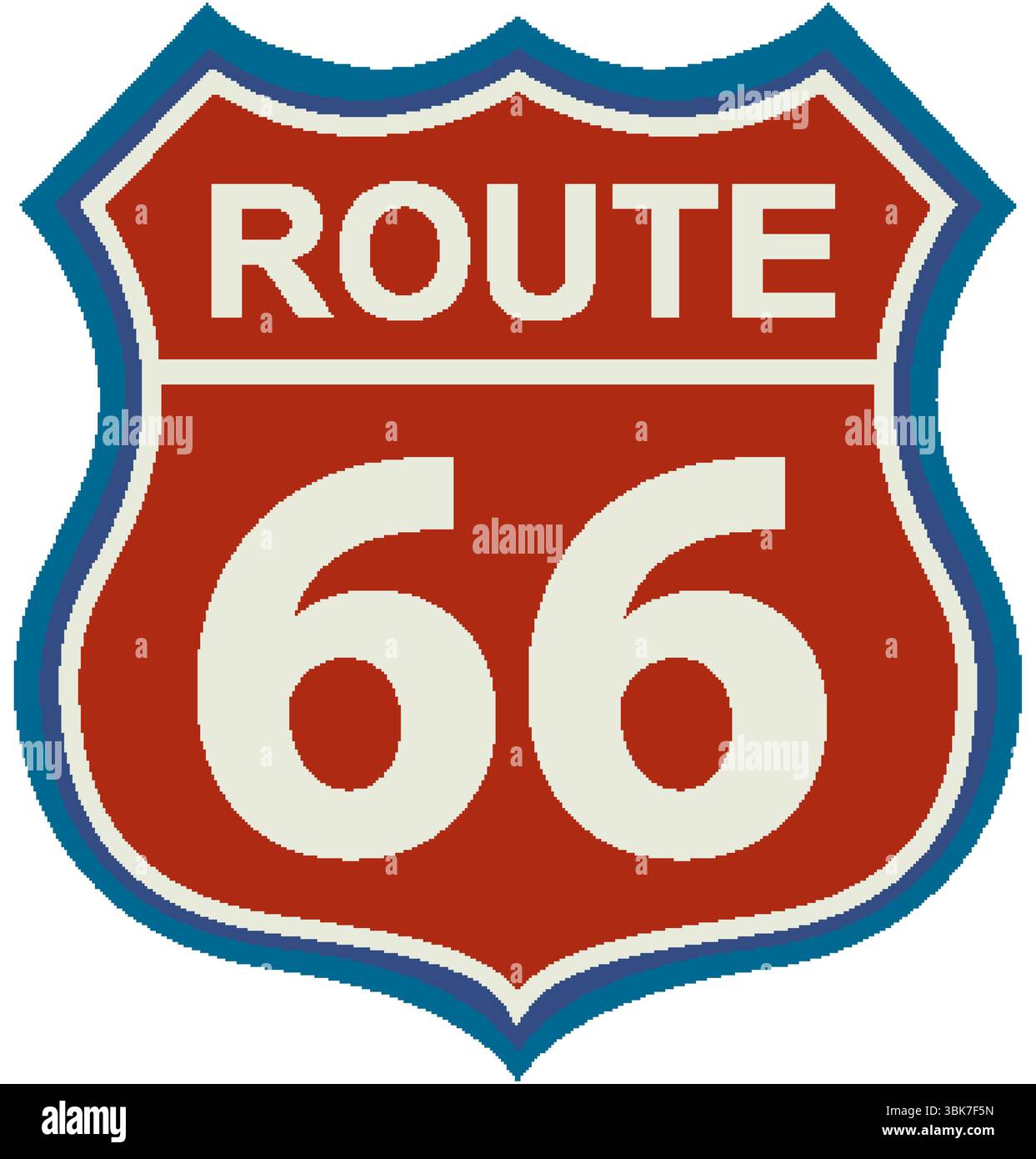 Vector illustration of the iconic Route 66 sign with bold colors and ...
