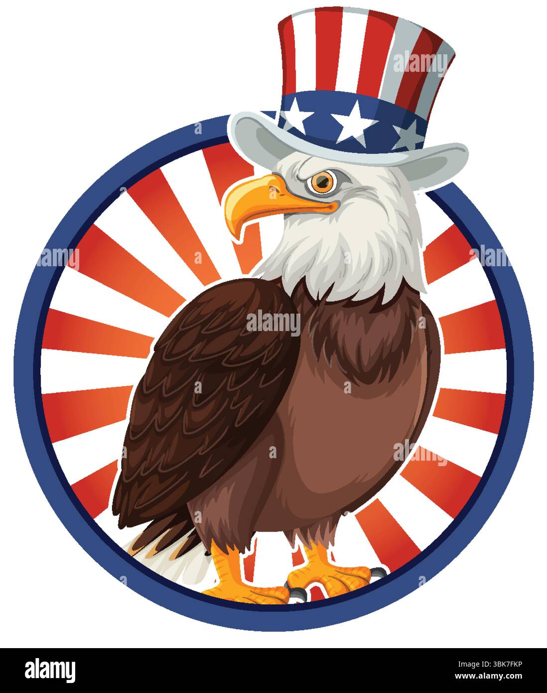 Vector illustration of a bald eagle wearing a star-spangled top hat ...