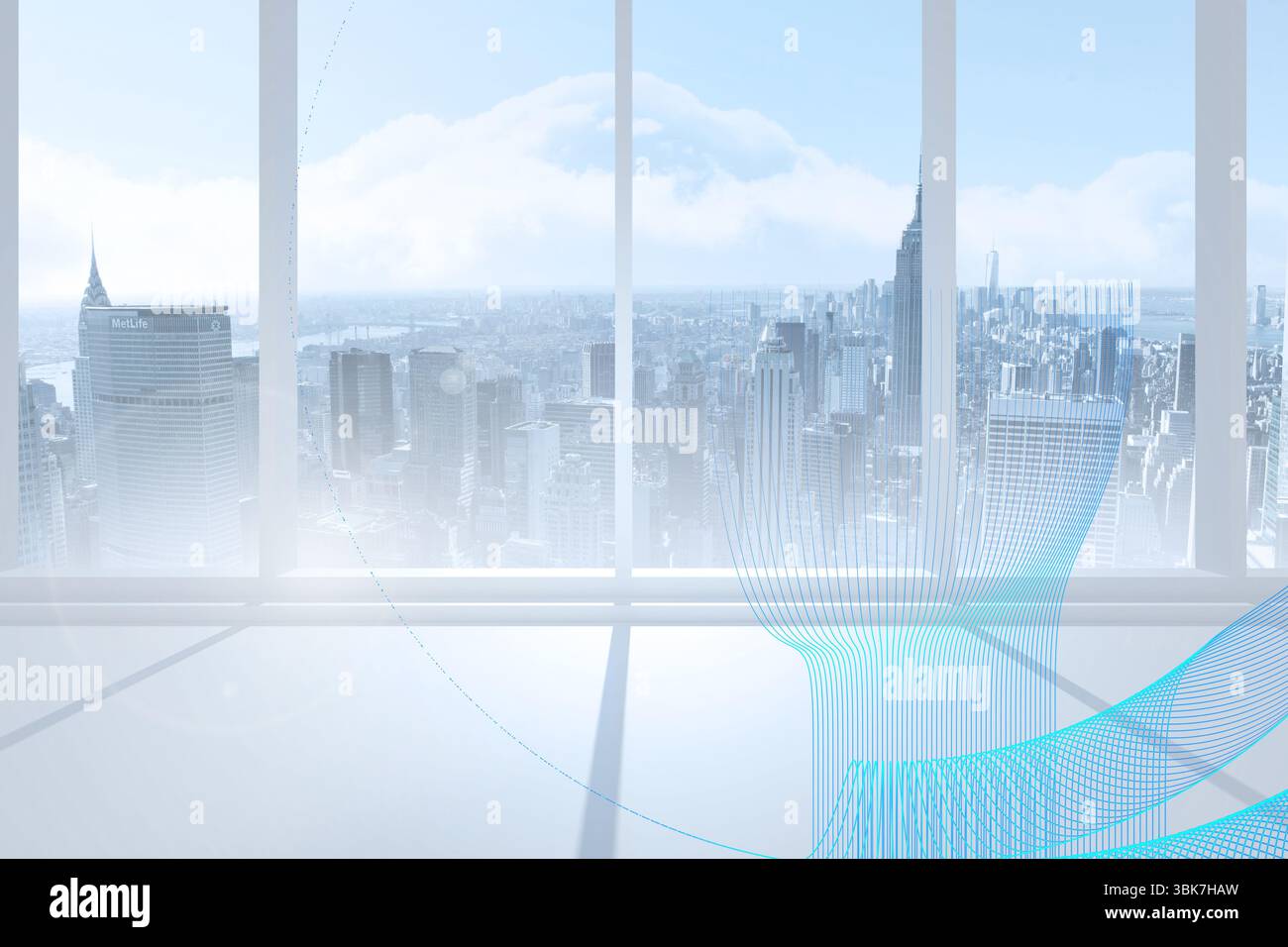 Blue wave design in a room Stock Photo - Alamy