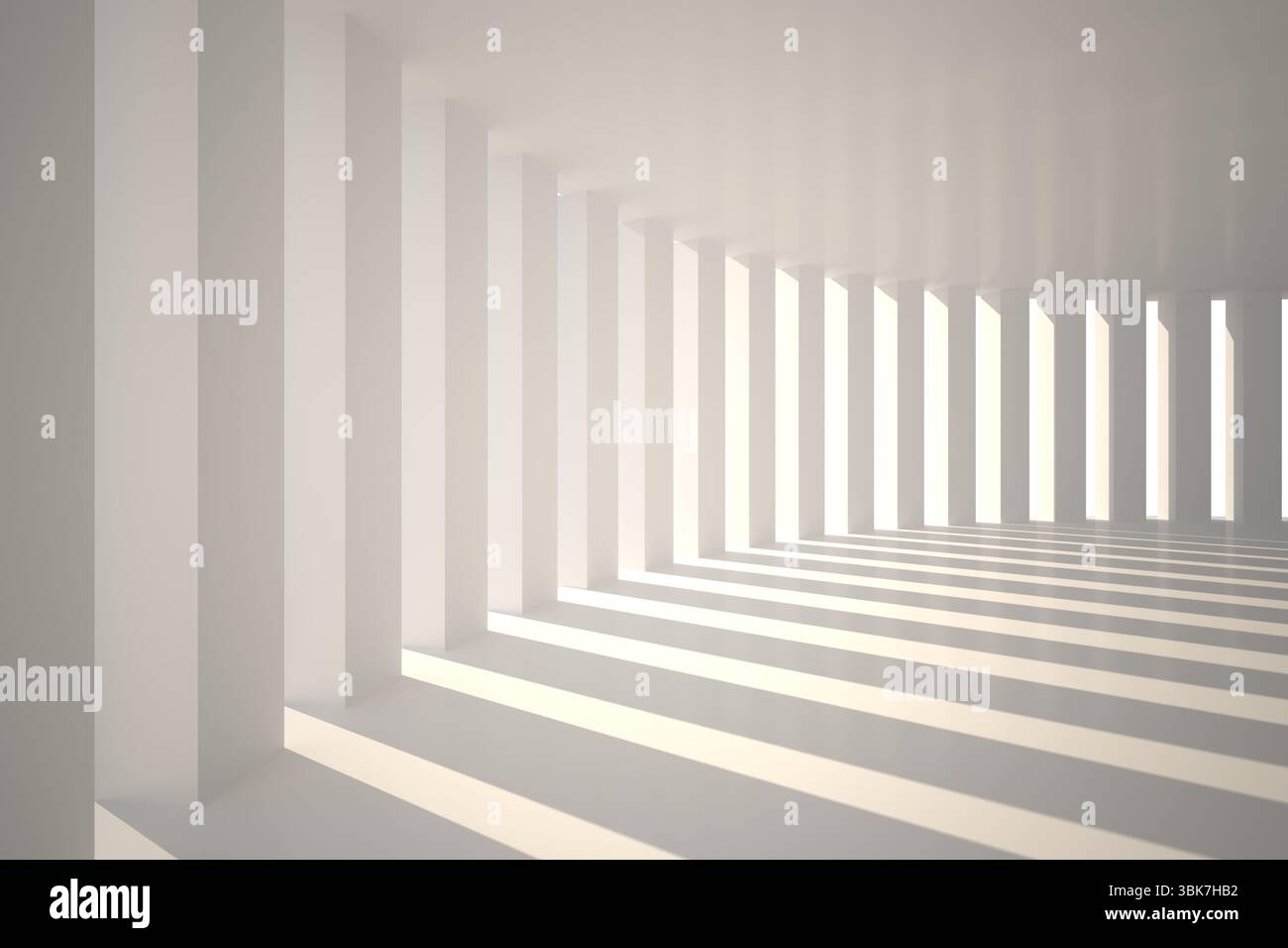 Flat design is showing corridor interior with columns and narrow ...