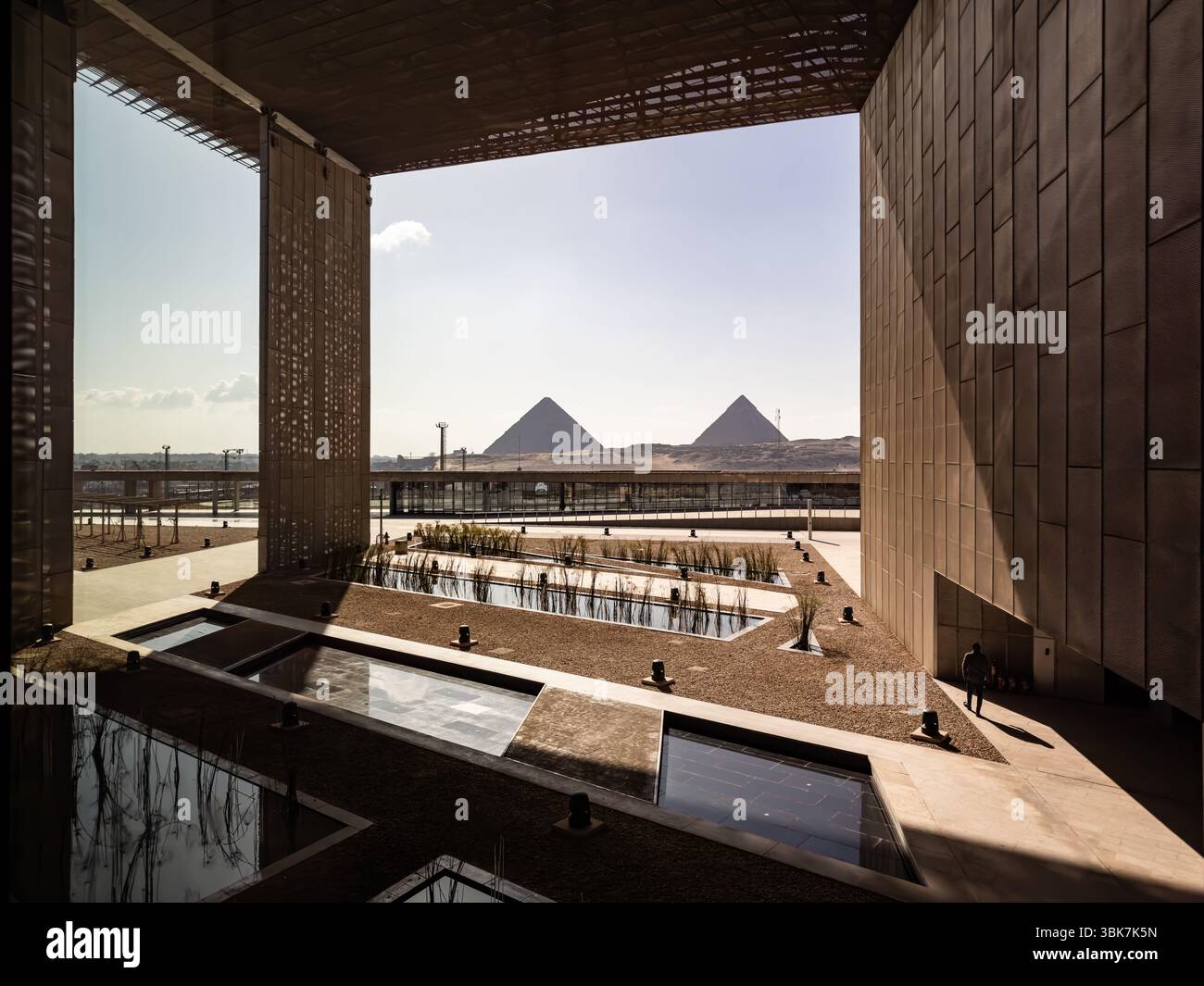 View over the Giza Plateau from The Grand Egyptian Museum in Giza ...