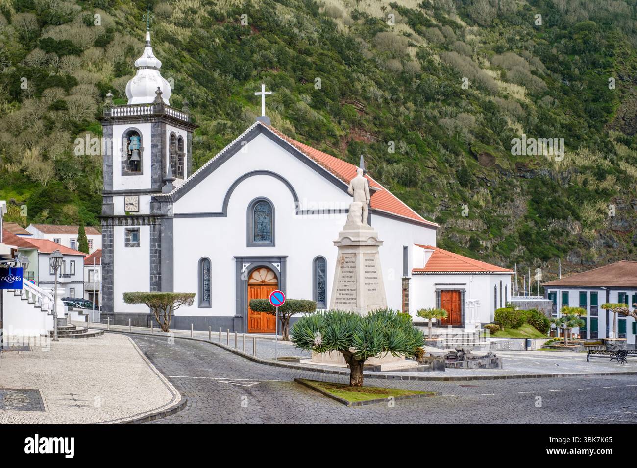 Historic Church of Velas in Sao Jorge Island on a Bright Day. Azores ...