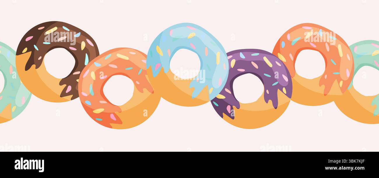 Seamless horizontal border with colorful donuts Stock Vector Image ...