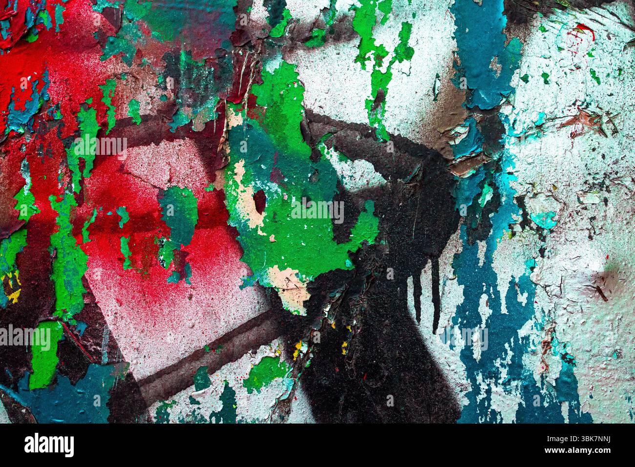 Grunge Peeling Paint Texture in Bold Red, Green, and Blue with Vintage ...