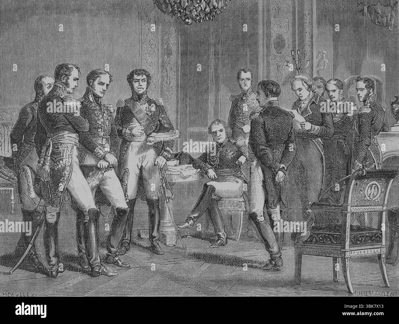 Napoleon's first abdication (April 1814). General Pierre de Riel de ...