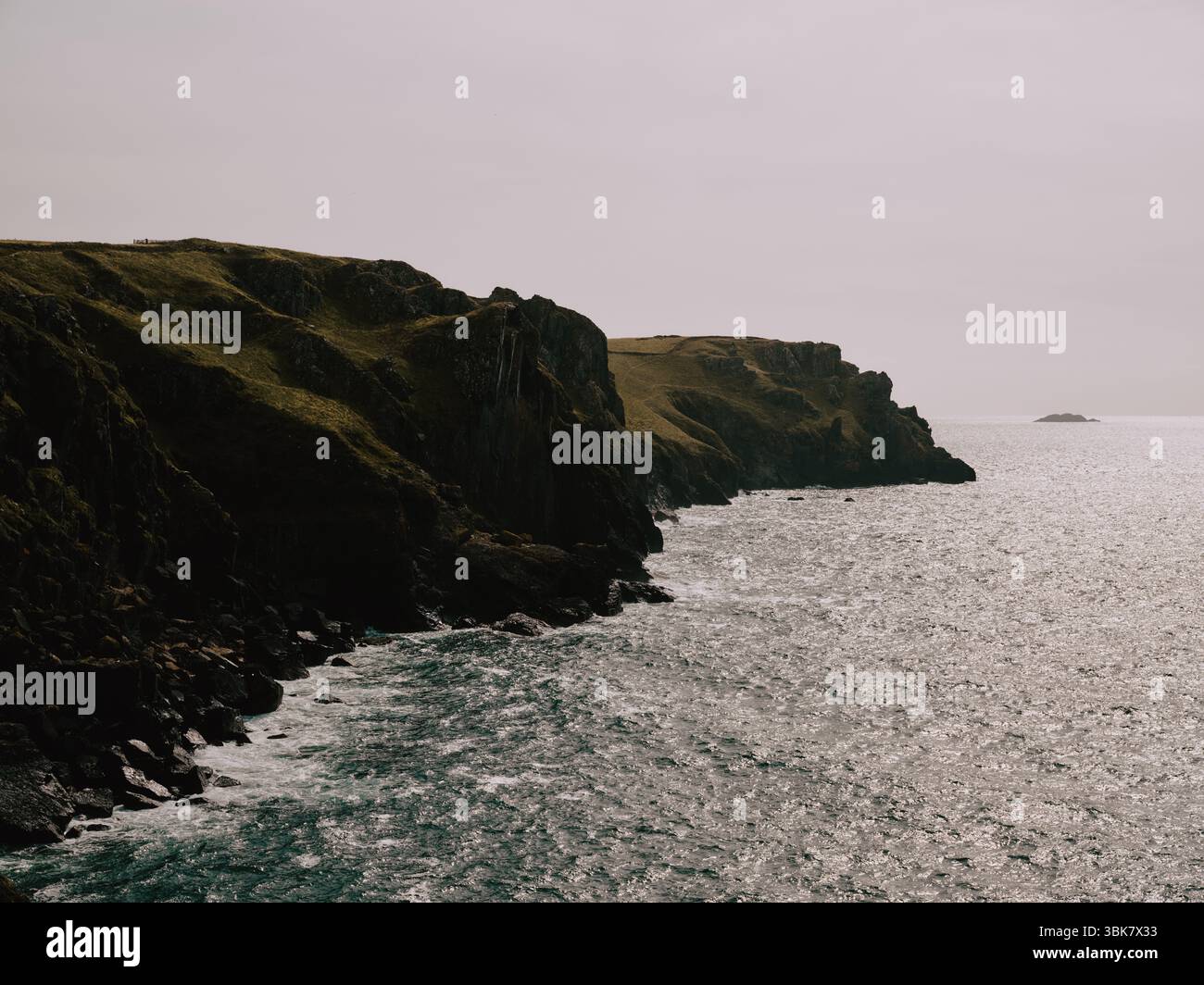 Dramatic cliff and sea minimal landscape - land sea background Stock ...