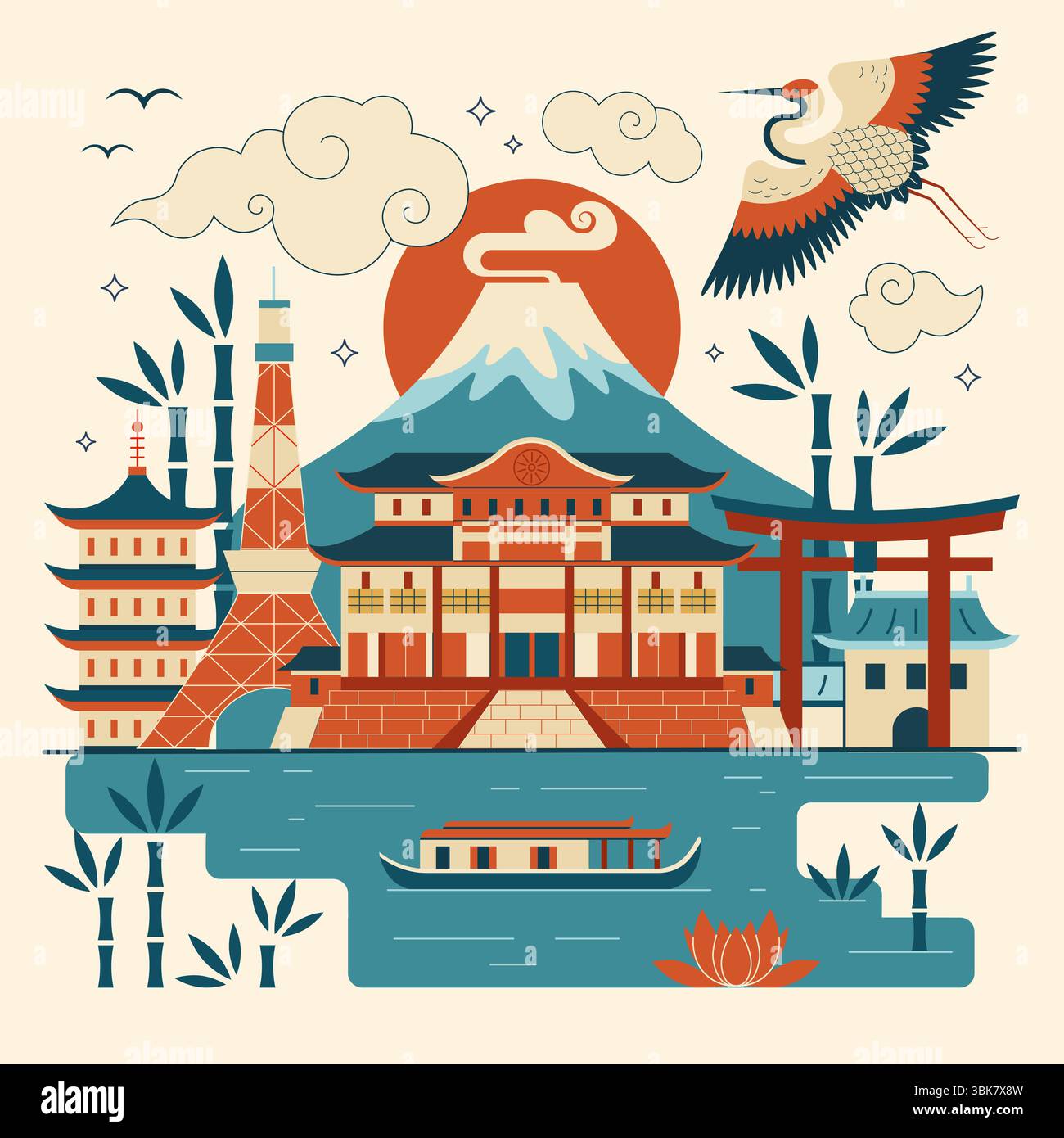 Japanese pagoda fuji mount Stock Vector Images - Alamy