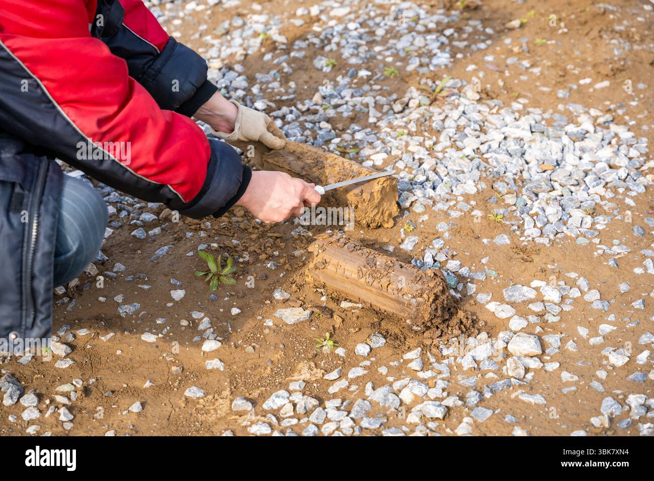 Man cutting cleaning soil sample hi-res stock photography and images ...