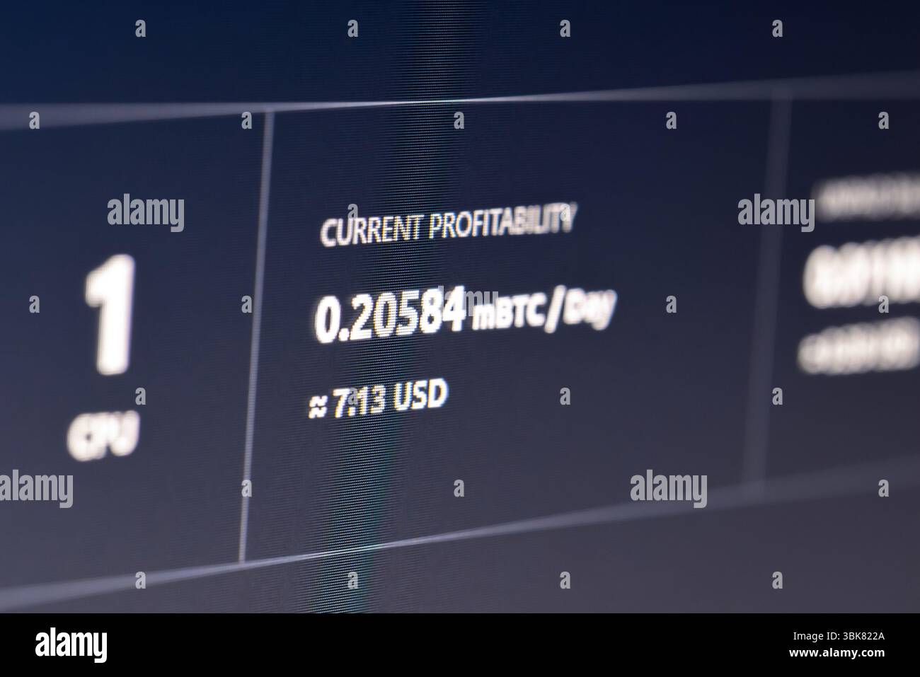 Bitcoin mining program at work close up photo Stock Photo - Alamy