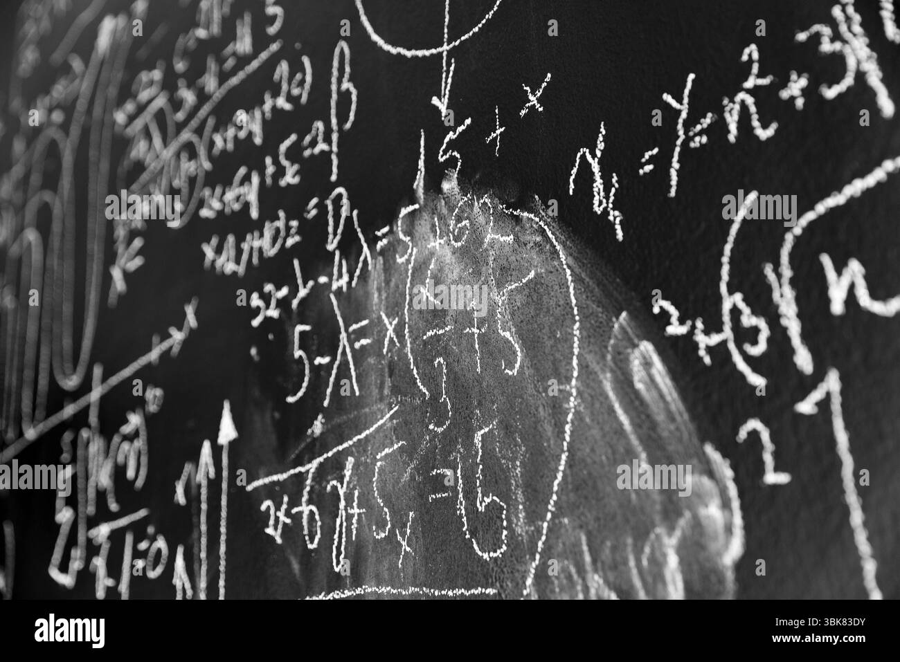 Blackboard chalkboard mathematics formulas Black and White Stock Photos ...