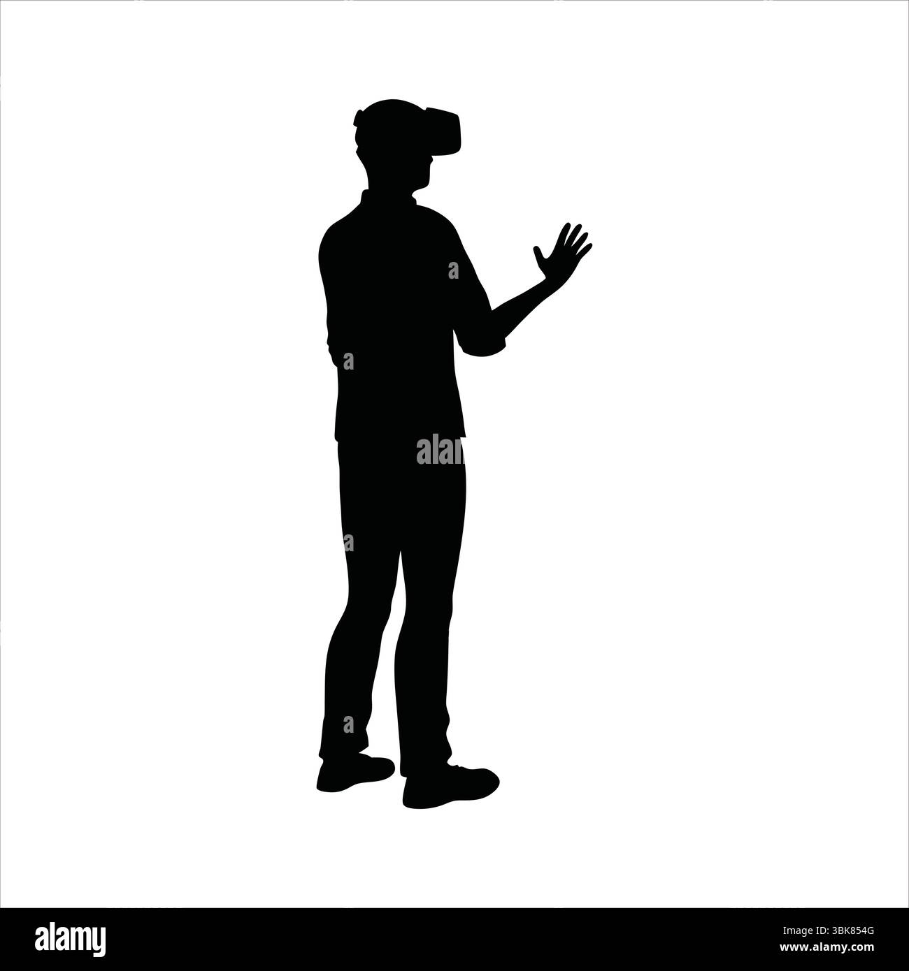 Person Using VR Headset Silhouette - Virtual Reality Experience ...