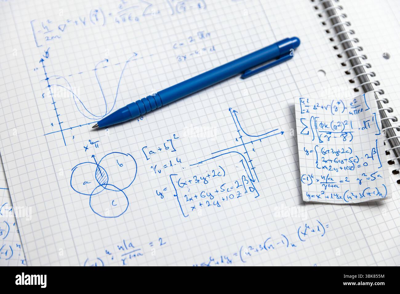 Math handwriting in notebook close up Stock Photo - Alamy
