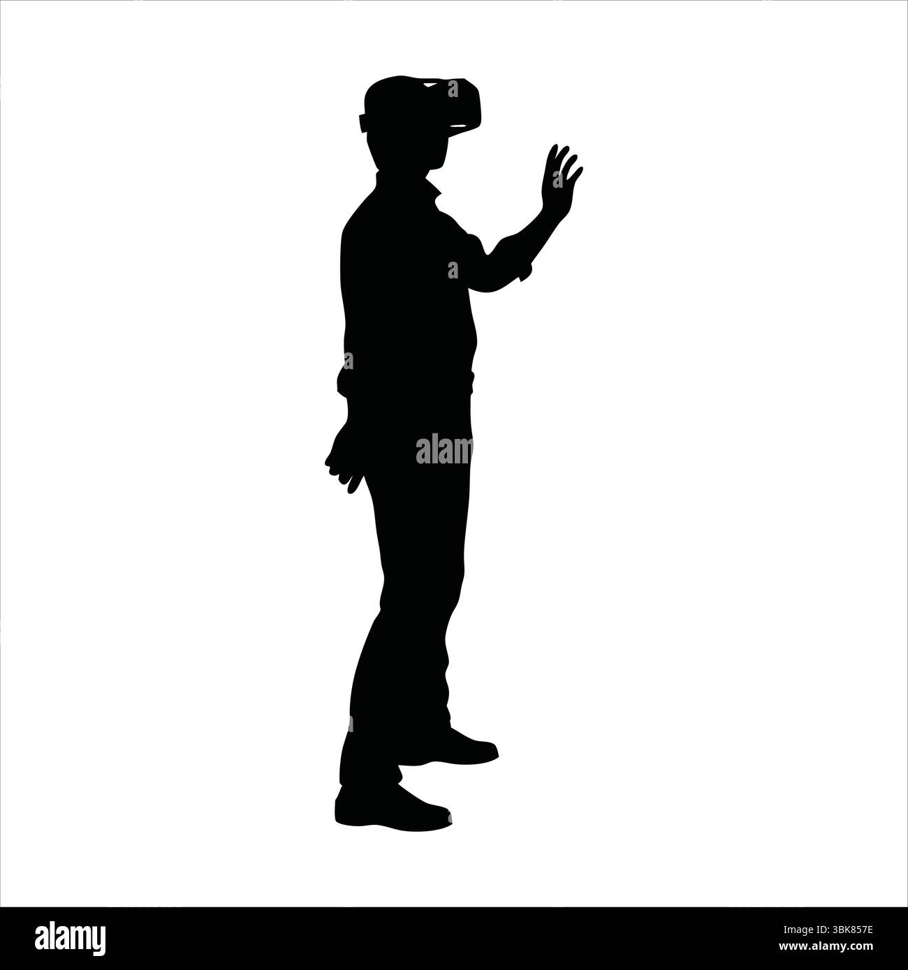 Person Using VR Headset Silhouette - Virtual Reality Experience ...