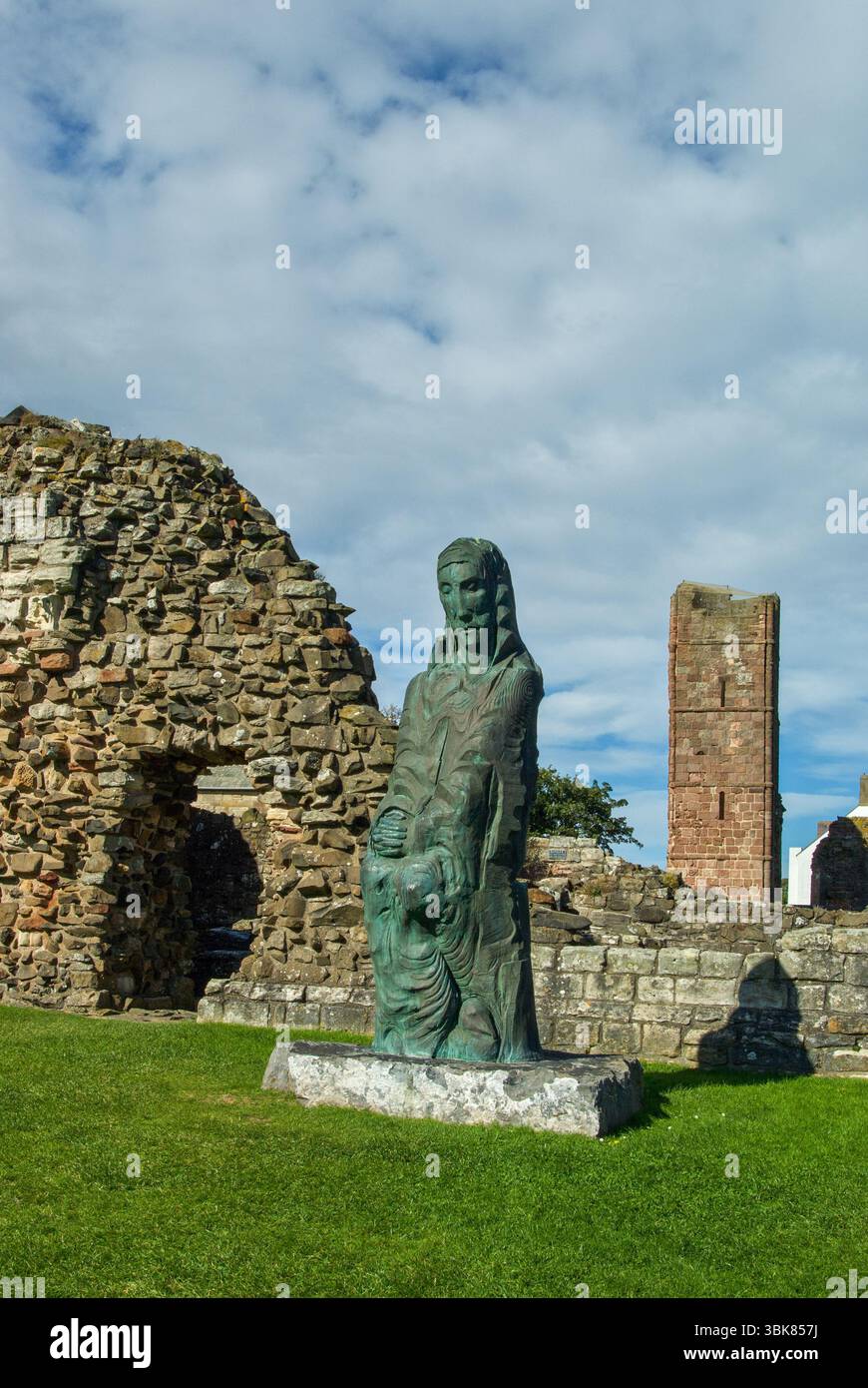 Statue of St Cuthbert, Lindisfarne Priory, Holy Island, Northumberland ...