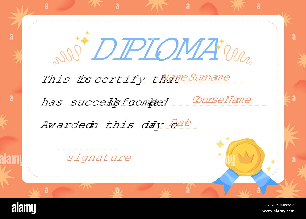 Kids diploma certificate on Stock Vector Images - Alamy