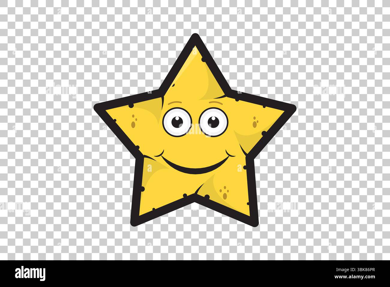 Vector illustration of yellow cartoon star emoticon character with ...