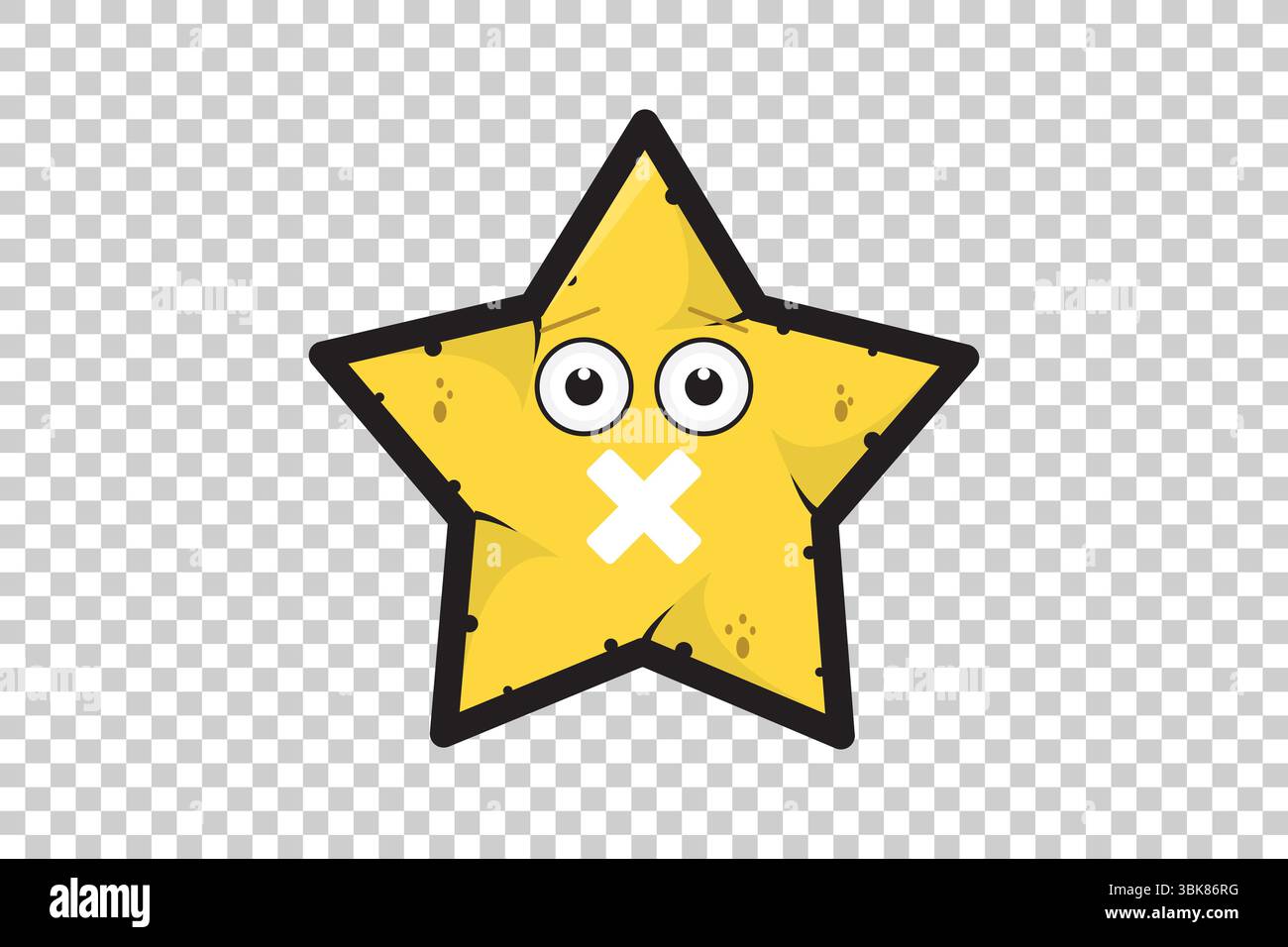 Vector illustration of yellow cartoon star emoticon character with ...